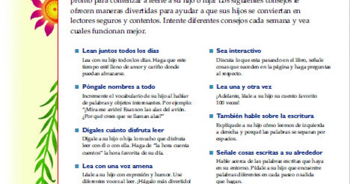 Reading Tips for Parents: Spanish (preschool to grade 3) | Colorín Colorado